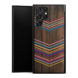 DeinDesign Galaxy S22 Ultra Handy Silikon H&uuml;lle Case schwarz Handyh&uuml;lle Muster Wood Wooden Look