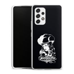 DeinDesign Galaxy A53 5G Handy Silikon H&uuml;lle Case wei&szlig; Handyh&uuml;lle Official Licensed Product Sc Freiburg Woman Silikon Case