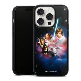 DeinDesign iPhone 15 Pro Handy Gallery Case Handyh&uuml;lle 9H Geh&auml;rtetes Glas R&uuml;ckseite H&uuml;lle Star Wars Lightsaber Merchandise Gallery Case