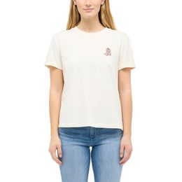 Kurzarmshirt Mustang "Damen Style Monroe", Damen, Gr. M, beige (sanftes wei&szlig;), Jersey, 100% Baumwolle, Rundhals, Shirts