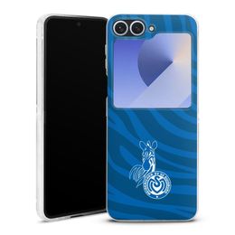 DeinDesign Galaxy Z Flip 6 Handy Hard Case Schutzh&uuml;lle transparent Smartphone Handy H&uuml;lle Merchandise Zebra Msv Duisburg Hard Case