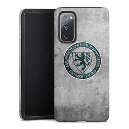 DeinDesign Galaxy S20 FE 5G Handy Panzer Handyh&uuml;lle robuste Outdoor H&uuml;lle Schutzh&uuml;lle gl&auml;nzend Logo Eintracht Braunschweig Concrete Tough Case
