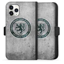 DeinDesign iPhone 11 Pro Handy Klapph&uuml;lle Handyh&uuml;lle aus Kunst Leder schwarz Flip Case Concrete Eintracht Braunschweig Logo Sideflip mit Lasche