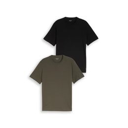 T-Shirt Tom Tailor, Herren, Gr. L, deep leaf gr&uuml;n, Single Jersey, Obermaterial: 100% Baumwolle, regular fit taillenbedeckt, Rundhals, gerader Abschluss, Shirts T-Shirt, mit Logo Print