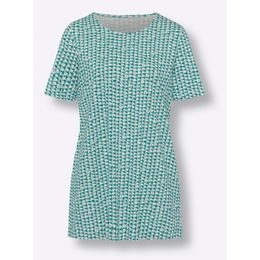 WITT Damen Longshirt mit Minimal-Muster, mint-smaragd-bedruckt, Gr&ouml;&szlig;e 40