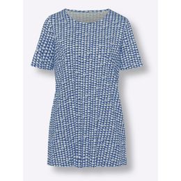 WITT Damen Longshirt mit Minimal-Muster, royalblau-himmelblau-bedruckt, Gr&ouml;&szlig;e 44