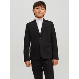 Jack & Jones Sakko JACK & JONES JUNIOR "JPRSOLAR stylisch, elastisch, pflegeleicht", Jungen, Gr. 164, schwarz, Web, Obermaterial: 78% Polyester, 17% Viskose, 5% Elasthan, unifarben, slim fit normal, mit Knopf, Sakkos Sakko, unifarben, modisch, slim fit, Reverskragen