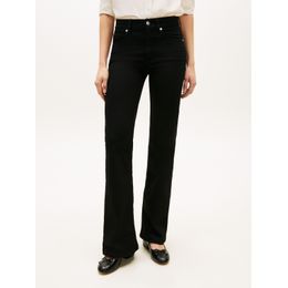 Bootcut-Jeans Tommy Hilfiger "FINN FLARE RW", Damen, Gr. 31, L&auml;nge 30, schwarz, Denim/Jeans, Obermaterial: 82% Baumwolle, 16% Polyester, 2% Elasthan, unifarben, regular fit lang, Jeans, Baumwoll-Mix mit Stretch, Mid Rise