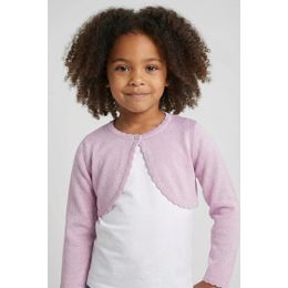 Bolero happy girls, M&auml;dchen, Gr. 110, rose, Strick, Obermaterial: 70% Baumwolle, 30% Polyester, Glitzermuster, unifarben, festlich, bauchfrei, Rundhals, gewellter Abschluss, Strickjacken Bolero, im dezenten Glitzerlook und mit gewellten Kanten