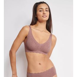 B&uuml;gelloser BH Sloggi "ZERO Feel Bliss Soft bra", Damen, Gr. L, N-Gr, braun (cacao), Spitze, Obermaterial: 76% Polyamid, 24% Elasthan, Jacquardmuster, unifarben, BHs, unsichtbar mit Spitzenoptik