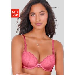 Push-up-BH Lascana "Nikoletta", Damen, Gr. 70, Cup D, pink, Spitze, Obermaterial: 60% Polyamid, 35% Polyester, 5% Elasthan, BHs Push-up-BH, mit aufregender Schn&uuml;rung an den Seiten, sexy Dessous, Reizw&auml;sche