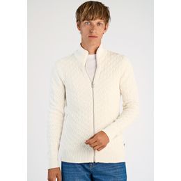 Cardigan LINDBERGH "Cardigan Relaxed Fit", Herren, Gr. L, wei&szlig; (sanftes wei&szlig;), Obermaterial: 60% Baumwolle, 40% Polyester, unifarben, Strickjacken