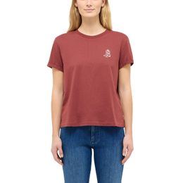 Kurzarmshirt Mustang "Damen Style Monroe", Damen, Gr. M, rot (dunkelrot), Jersey, 100% Baumwolle, Rundhals, Shirts