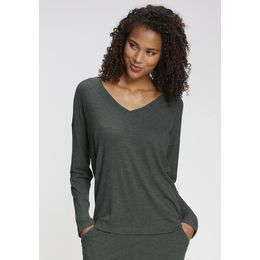s.Oliver Pyjamaoberteil mehrfarbig Gr. 44/46 f&uuml;r Damen. Mit V-Ausschnitt. L&auml;ssig Geschnitten. Nachhaltig.