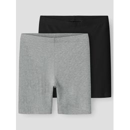 Radlerhose name it "NKFVIVIAN 2P SOLID SHORT LEGGING NOOS", M&auml;dchen, Gr. 86 (92), N-Gr, schwarz pack:grau melange, Jersey, Obermaterial: 95% Baumwolle, 5% Elasthan, meliert, normal kurz, Hosen Radlerhose, Baumwollmischung, Stretch, Slim Fit