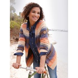 WITT Damen Longstrickjacke in verschlussloser Form, jeansblau-sand-meliert, Gr&ouml;&szlig;e 40
