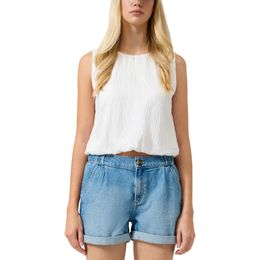 Blusentop QS, Damen, Gr. 36, wei&szlig;, Cr&ecirc;pe, Obermaterial: 85% Viskose, 15% Polyamid. Futter: 100% Polyester, unifarben, l&auml;ssig geschnitten taillenlang, Rundhals, abgesteppte Kante, Blusen Blusentop, Sommertop mit 1-Knopf-Verschluss hinten und in Crepe-Qualit&auml;t