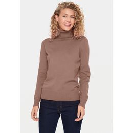 Rollkragenpullover Saint Tropez "J2046, MilaSZ Rollneck", Damen, Gr. S, antler melange, Strick, Obermaterial: 80% Viskose, 20% Polyacryl, meliert, normal normal, Rundhals, Rippb&uuml;ndchen, Pullover Rollkragenpullover, Viskosemischung, Classic fit
