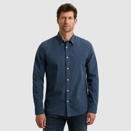 PME-Legend Langarmhemd PME LEGEND, Herren, Gr. L, N-Gr, blau (schwarz denim), Web, Obermaterial: 97% Baumwolle, 3% Elasthan, unifarben, regular fit normal, Manschette, Hemden, mit Logo Stickerei