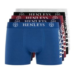 Henleys - "Kelmack2" Boxershorts f&uuml;r Herren (5er-Pack) (Blau/Schwarz/Weinrot/Grau/Marine)