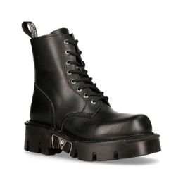 New Rock Unisex Schwarze Gothic-Milit&auml;r-Bikerstiefel - MILI084N-S3