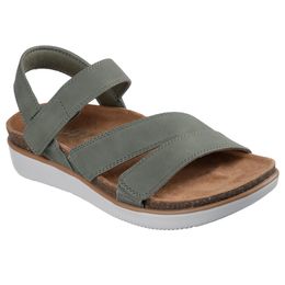 Sandale Skechers "LIFTED COMFORT", Damen, Gr. 38, olivgr&uuml;n, Lederimitat, Schuhe Sandale, Sommerschuh, Sandalette, Klettschuh mit Memory Foam