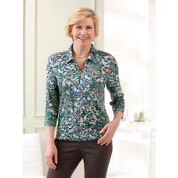 Poloshirt CLASSIC "Poloshirt", Damen, Gr. 48, gr&uuml;n (moos, sesam, bedruckt), 95% Viskose, 5% Elasthan, gebl&uuml;mt, gemustert, mehrfarbig, Shirts