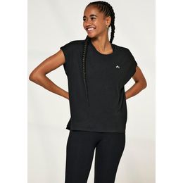 Trainingsshirt Only Play "ONPAUBREE SS LOOSE TRAIN TEE - NOOS", Damen, Gr. M, schwarz, Jersey, Obermaterial: 88% Polyester, 12% Elasthan, unifarben, relaxed fit normal, Rundhals, Shirts