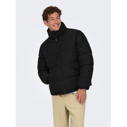 Only & Sons Steppjacke ONLY & SONS "ONSPACK LIFE PUFFER JACKET OTW", Herren, Gr. L, schwarz, Web, Obermaterial: 100% Polyester, unifarben, regular fit normal, hoch geschlossener Ausschnitt, Jacken Steppjacke