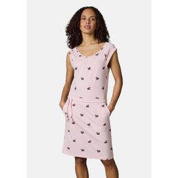 Sommerkleid Ragwear "Penellope Print YOUMODO", Damen, Gr. XL (42), Normalgr&ouml;&szlig;en, rosa (marshmallow), Sweatware, 100% Baumwolle, tailliert ca. Mitte Oberschenkel, Rundhals, mit Umschlag Umschlagbund, Kleider Sommerkleid, leichtes Strand-Kleid mit stylischem Print