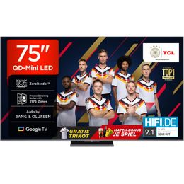 TCL Mini-LED-Fernseher "75Q8CX7", Energieeffizienz: D (A-G), schwarz, 75 &Prime;, Fernseher, Audio von Bang & Olufsen, Smart TV, Apple TV, 144Hz, 4K, Dolby Vision