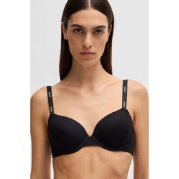 B&uuml;gel-BH BOSS "UNDERWIRE BRA CI", Damen, Gr. 75, Cup B, schwarz (schwarz 001), Jersey, Obermaterial: 95% Viskose, 5% Elasthan, unifarben, k&ouml;rpernah, BHs B&uuml;gel-BH, mit BOSS Schriftzug auf den Tr&auml;gern