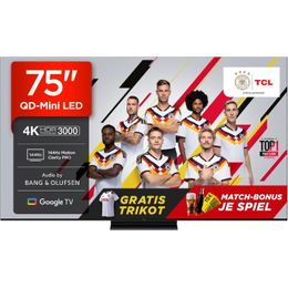 TCL Mini-LED-Fernseher "75Q7CX1", Energieeffizienz: F (A-G), schwarz, 75, Fernseher, Audio von Bang & Olufsen, Dolby Vision, Smart TV, Apple TV, 4K HDR, Topseller