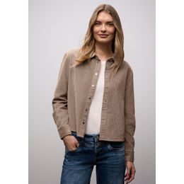 Langarmbluse Street One, Damen, Gr. 44, light terra mocha, Web, Obermaterial: 100% Baumwolle, unifarben, l&auml;ssig geschnitten h&uuml;ftlang, Rundhals, 1-Knopf-Manschette, Blusen, in Cord-Qualit&auml;t