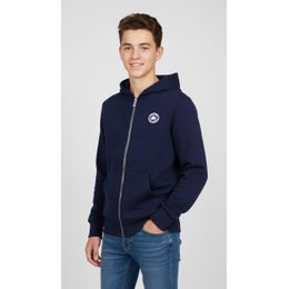 Kapuzensweatjacke Converse "CNVB FLEECE CTP CHEST CORE FZ", Jungen, Gr. 134/140, schwarz (obsidian), Sweatware, Obermaterial: 60% Baumwolle, 40% Polyester, normal, eingesetzt B&uuml;ndchen krempelbar, Sweatjacken, f&uuml;r Kinder