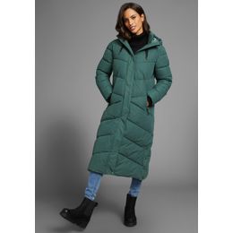Steppmantel Polarino, Damen, Gr. 48 (XL), gr&uuml;n (dunkelgr&uuml;n), Obermaterial: 100% Polyester. Futter: 100% Polyester. Futter R&uuml;ckenteil: 100% Polyester. Wattierung: 100% Polyester, unifarben, oversize extralang, Rippb&uuml;ndchen, M&auml;ntel Steppmantel, aus wasserdichtem & windabweisenden Obermaterial, oversize Form