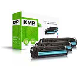KMP Toner H-T144CMY cyan, magenta, gelb kompatibel zu HP 128A (CF371AM), 3er-Set