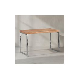 KADIMA DESIGN Schreibtisch ISEN: Massivholz, Landhausstil, verchromtes Metallgestell, 50 kg Belastung