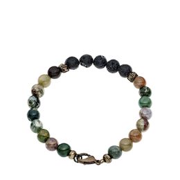 Mey & Edlich Mey & Edlich Herren Echtstein-Armband Gr&uuml;n Achat, Lavaperlen