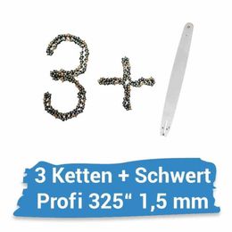 Paket 3 Profi S&auml;geketten + 1 Schwert .325" 1,5 mm 64 TG 38 cm f&uuml;r ECHO