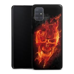 DeinDesign Galaxy A51 Handy Hard Case Schutzh&uuml;lle schwarz Smartphone Backcover Totenkopf Skull Fire Hard Case