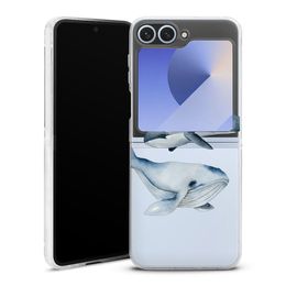 DeinDesign Galaxy Z Flip 6 Handy Hard Case Schutzh&uuml;lle transparent Smartphone Handy H&uuml;lle Water Colour Ocean Wale Hard Case