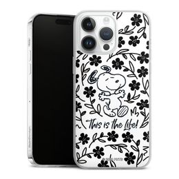 DeinDesign iPhone 14 Pro Max Handy Slim Case Silikon Handyh&uuml;lle transparent H&uuml;lle extra d&uuml;nn Peanuts Flowers Snoopy Silikon Slim Case