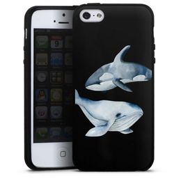 DeinDesign iPhone SE (2016-2019) Handy Silikon H&uuml;lle Case schwarz Handyh&uuml;lle Wale Water Colour Ocean