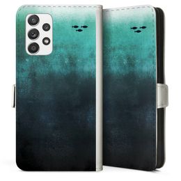 DeinDesign Galaxy A52s 5G Handy Klapph&uuml;lle Handyh&uuml;lle aus Kunst Leder wei&szlig; Flip Case Turquoise Water Fish Sideflip mit Lasche