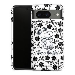 DeinDesign Google Pixel 8 Handy Panzer Handyh&uuml;lle robuste Outdoor H&uuml;lle Schutzh&uuml;lle gl&auml;nzend Peanuts Flowers Snoopy Tough Case
