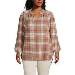 LANDS' END Hemdbluse aus Flanell mit R&uuml;schenkragen, Damen,  Beige, Viskose/Baumwoll-Mischung/Viskose-Mischung, by Lands' End