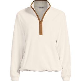 LANDS' END Anyweather Fleece-Pullover mit Rei&szlig;verschluss, Damen,  Wei&szlig;, Polyester, by Lands' End