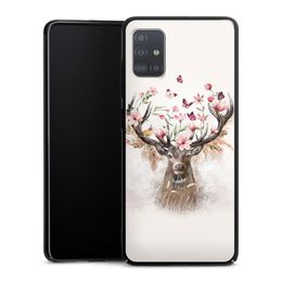 DeinDesign Galaxy A51 Handy Hard Case Schutzh&uuml;lle schwarz Smartphone Backcover Deer Flowers Animals Hard Case