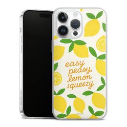 DeinDesign iPhone 14 Pro Max Handy Slim Case Silikon Handyh&uuml;lle transparent H&uuml;lle extra d&uuml;nn Lemon Statement Spruch Silikon Slim Case